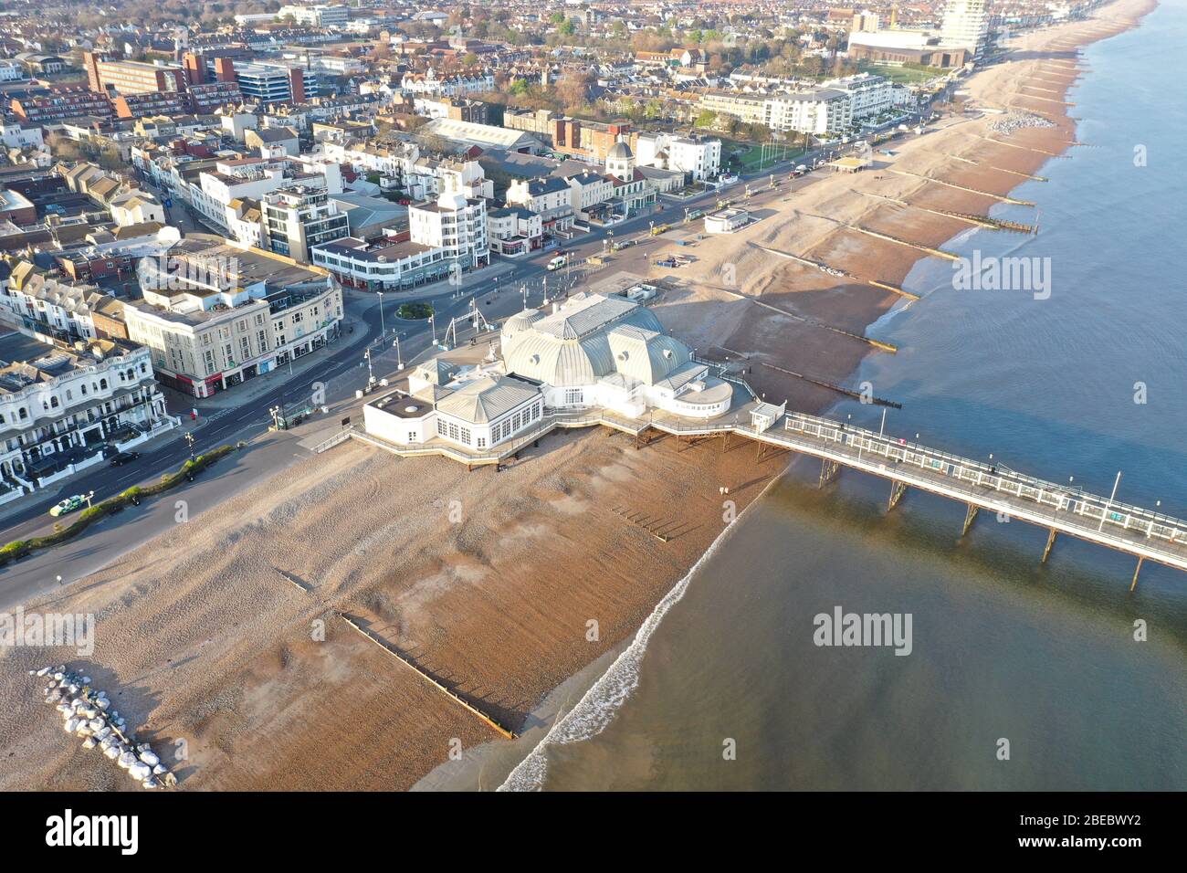 Aerial views of worthing pier and seafront Stock Photo - Alamy