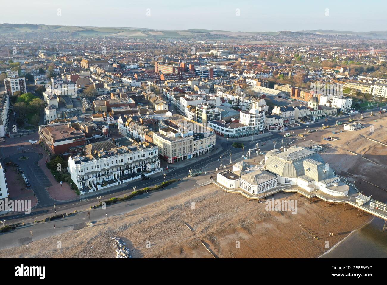 Aerial views of worthing pier and seafront Stock Photo - Alamy