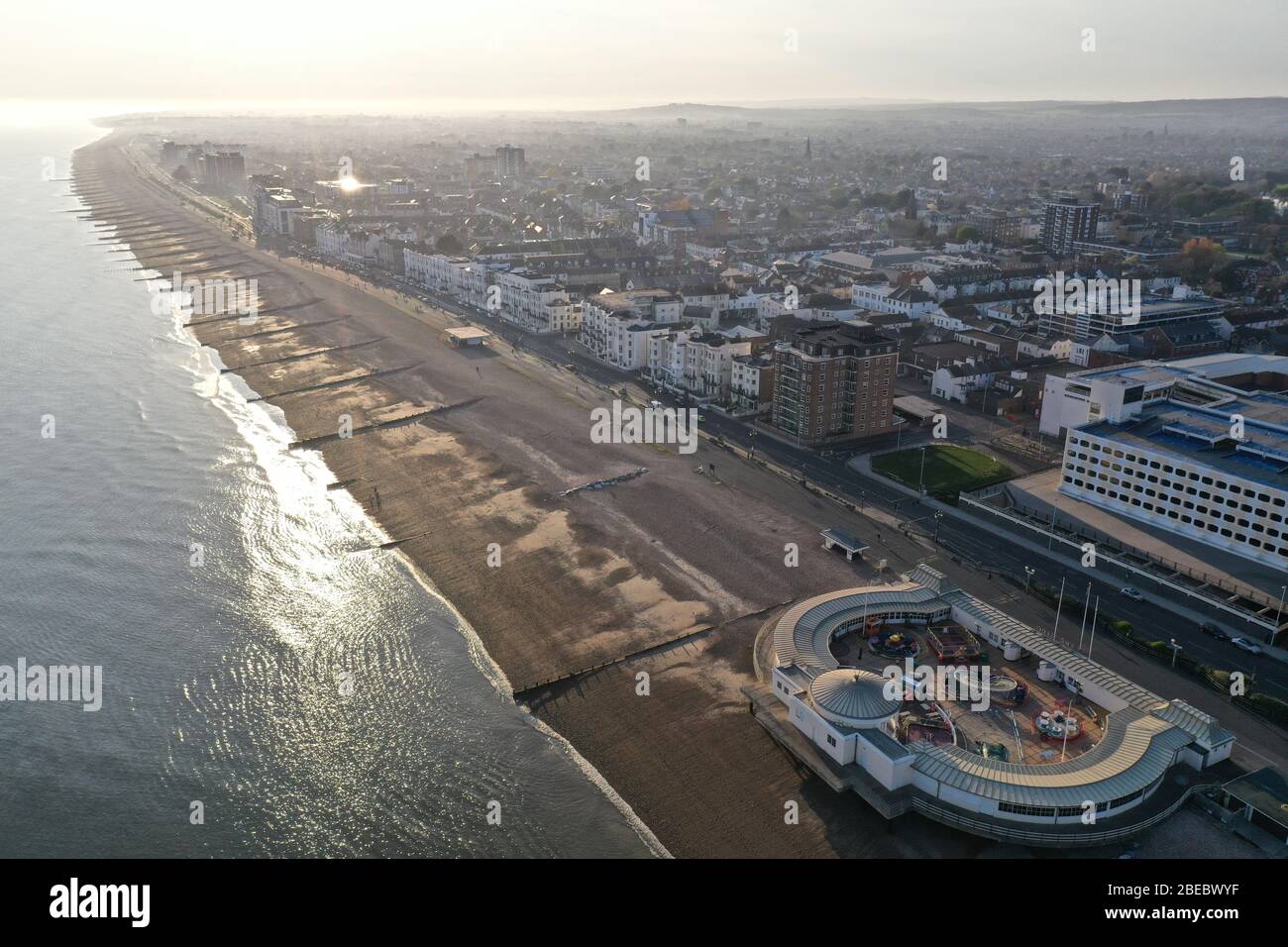 Aerial views of worthing pier and seafront Stock Photo - Alamy