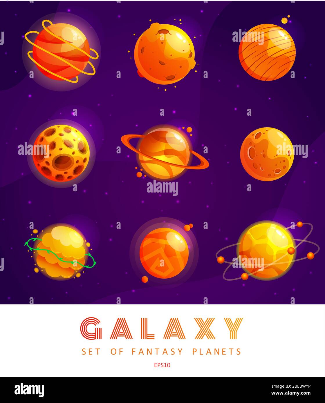 Vector set of cartoon planets. Colorful set of isolated objects. Space ...
