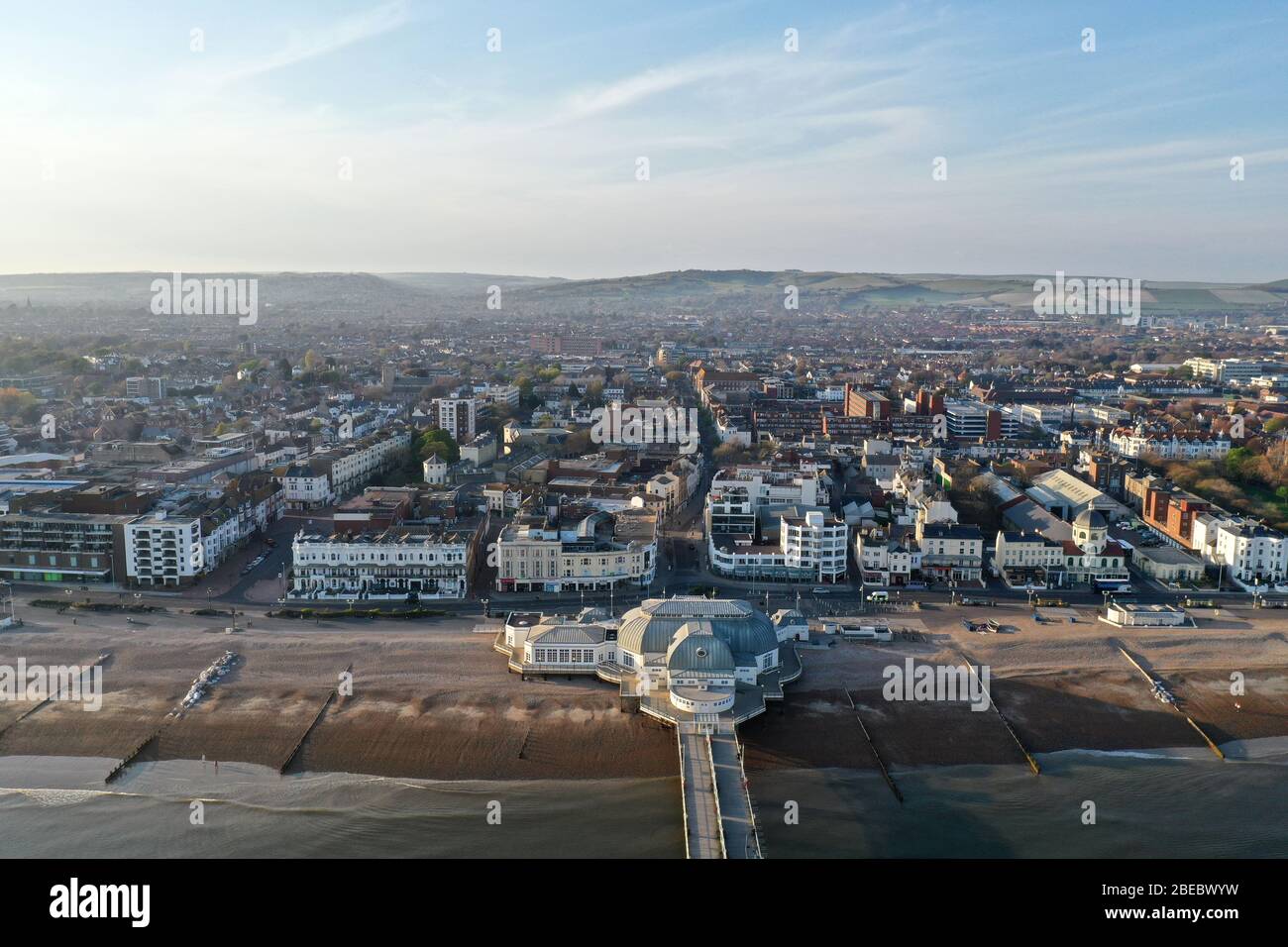 Aerial views of worthing pier and seafront Stock Photo - Alamy