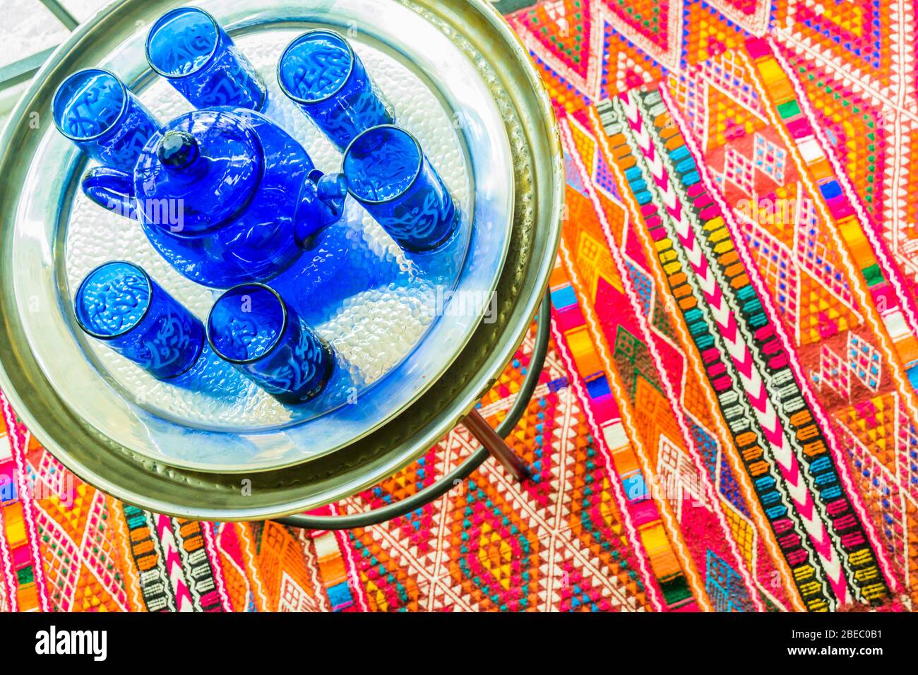 Tray with a tea service in a restaurant Stock Photo - Alamy