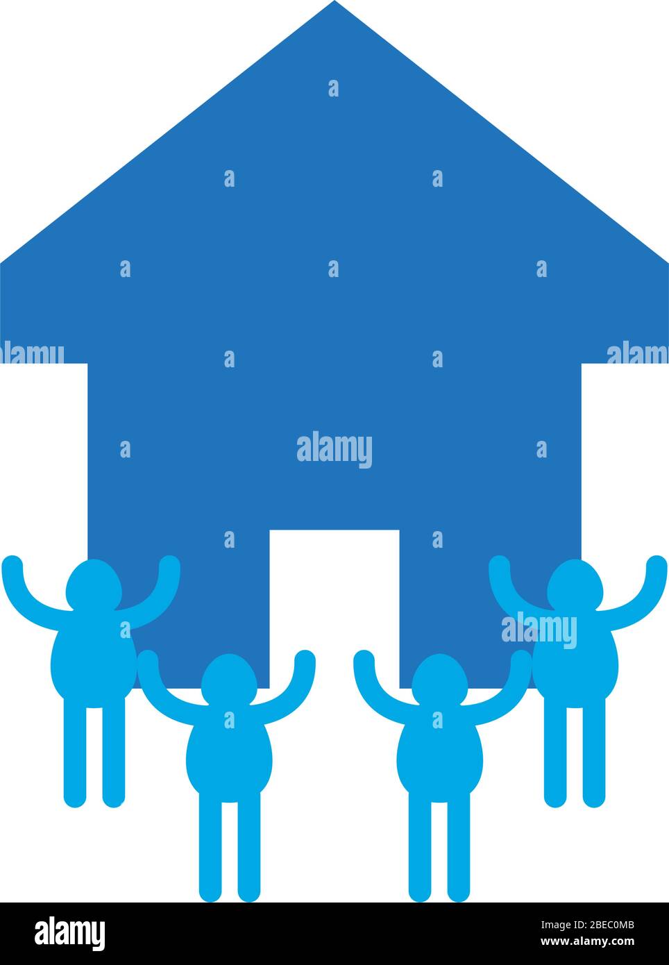 charity donations concept, house with pictogram people around icon over ...