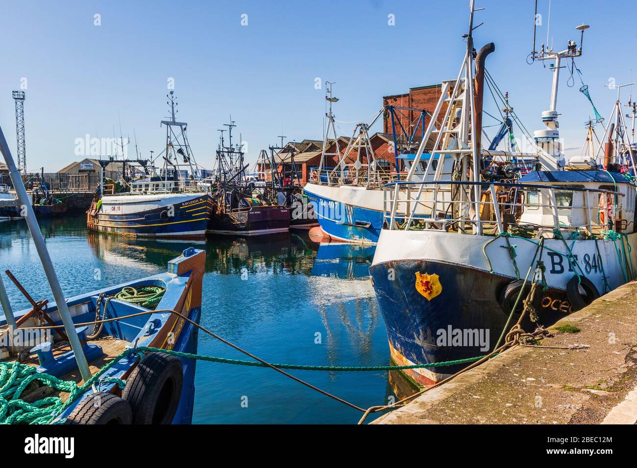 Fishing boats tied up at the Port of Troon, Ayrshire, Scotland, UK ...