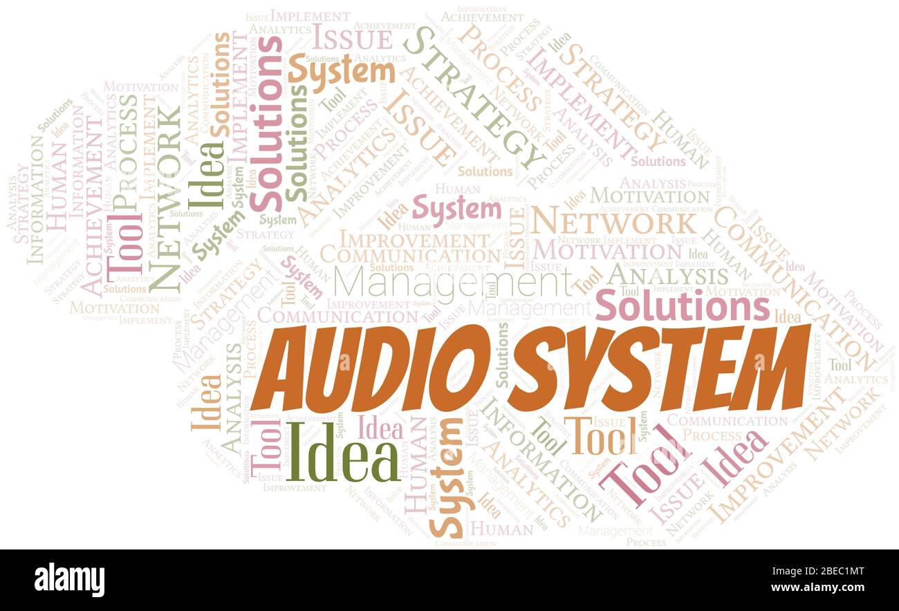 Audio System typography vector word cloud. Wordcloud collage made with ...