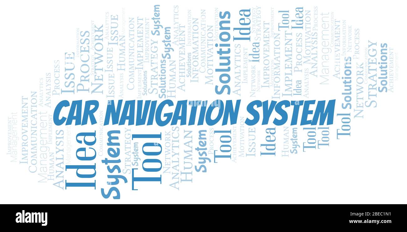 Car Navigation System typography vector word cloud. Wordcloud collage ...
