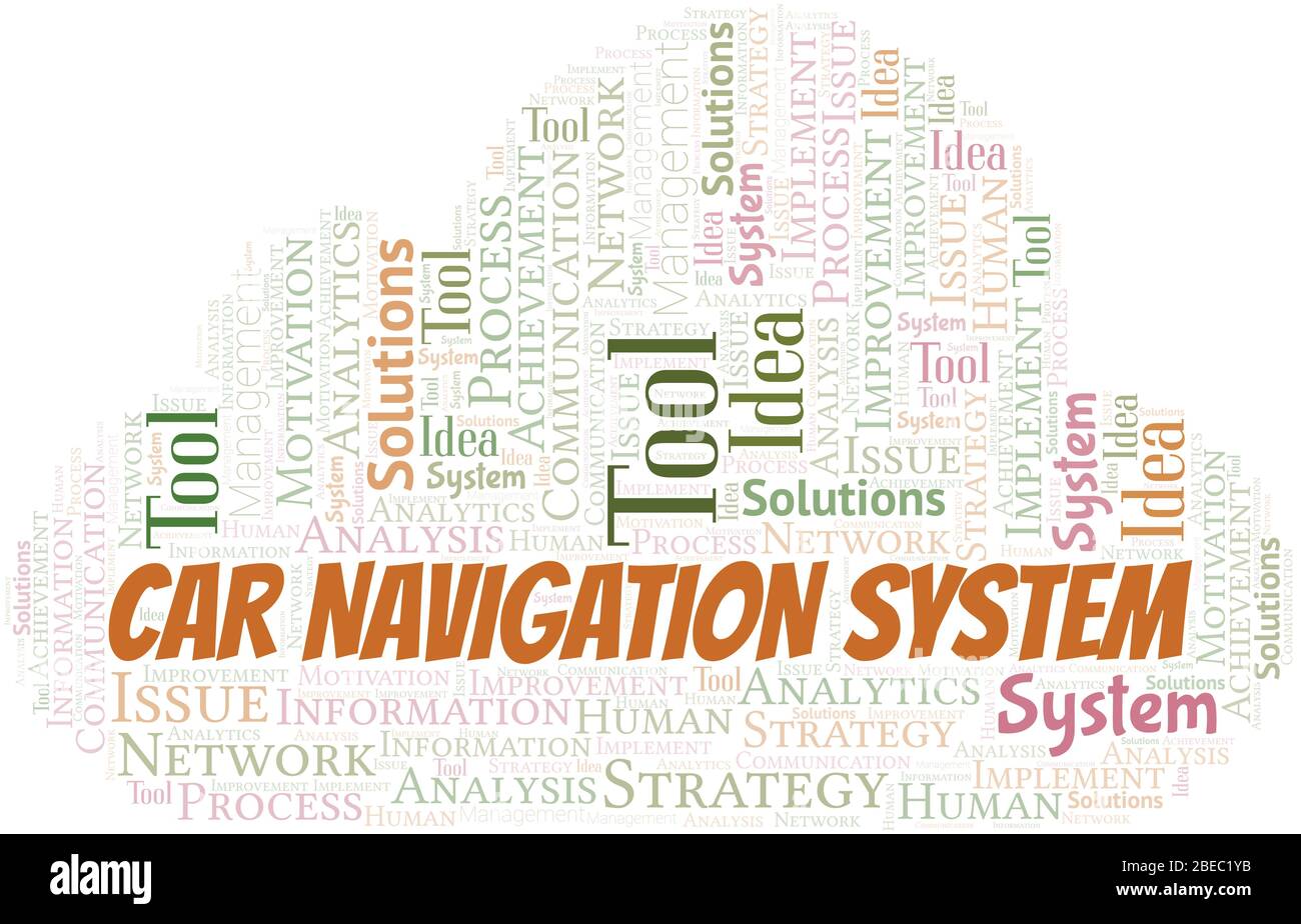 Car Navigation System typography vector word cloud. Wordcloud collage ...