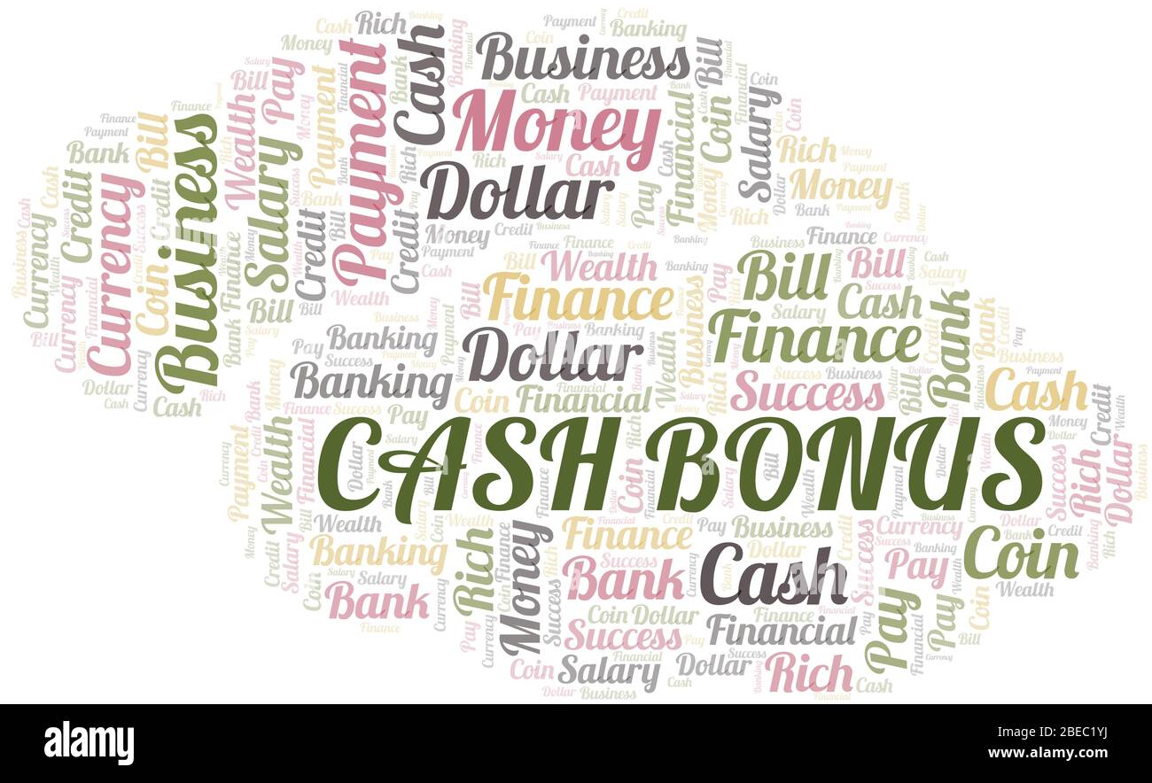 Cash Bonus typography vector word cloud. Wordcloud collage made with ...