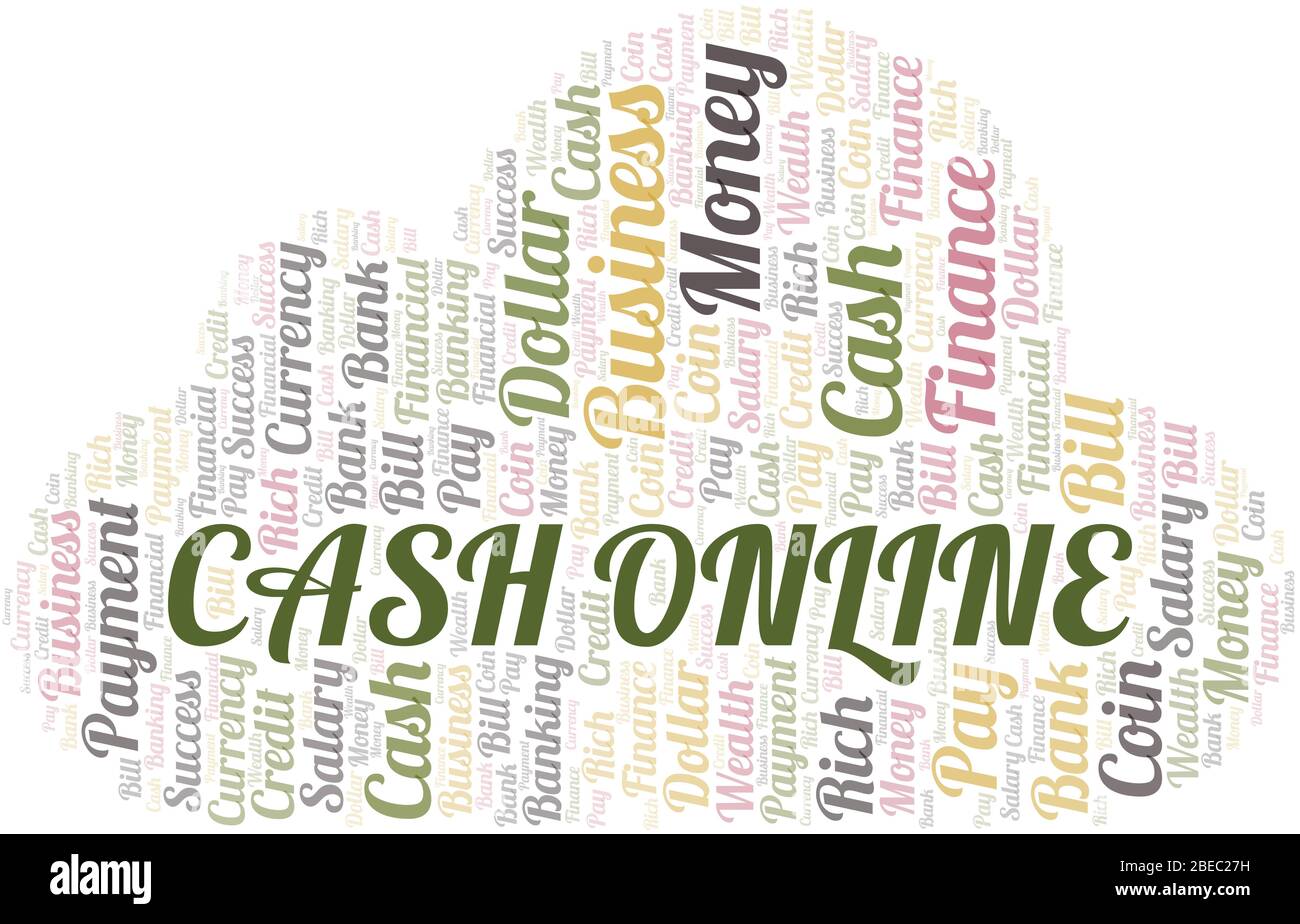 Cash Online typography vector word cloud. Wordcloud collage made with ...