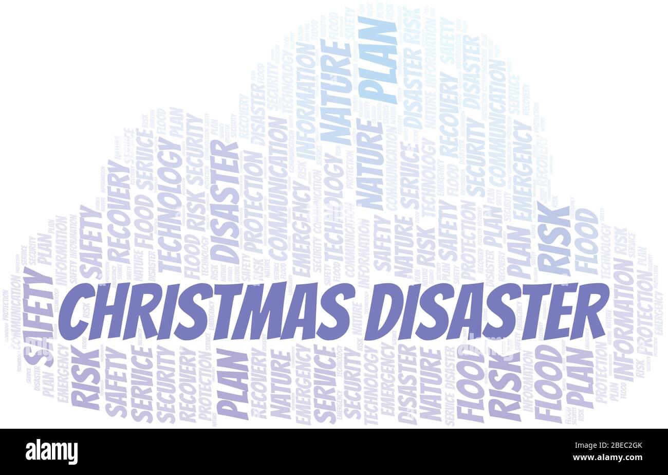 Christmas Disaster typography vector word cloud. Wordcloud collage made ...