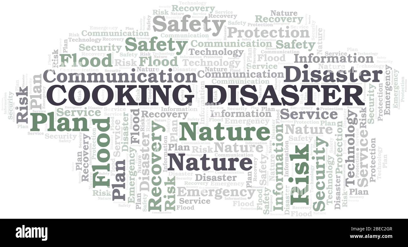 Cooking Disaster typography vector word cloud. Wordcloud collage made ...