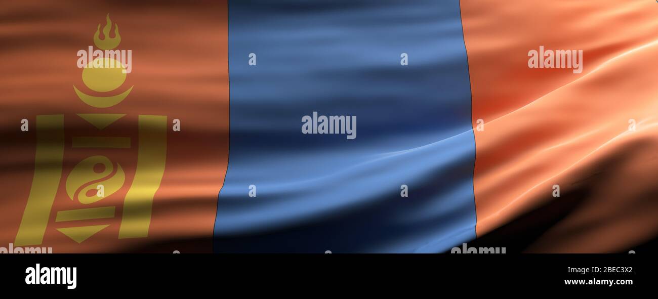 Mongolia sign symbol. Mongolian national flag waving texture background ...