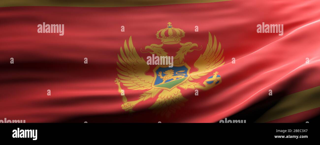 Montenegro sign symbol, national flag waving texture background ...