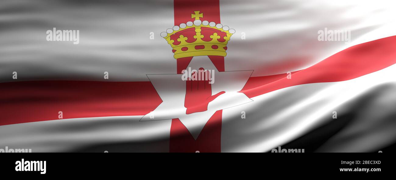Northern Ireland sign symbol, national flag waving texture background ...