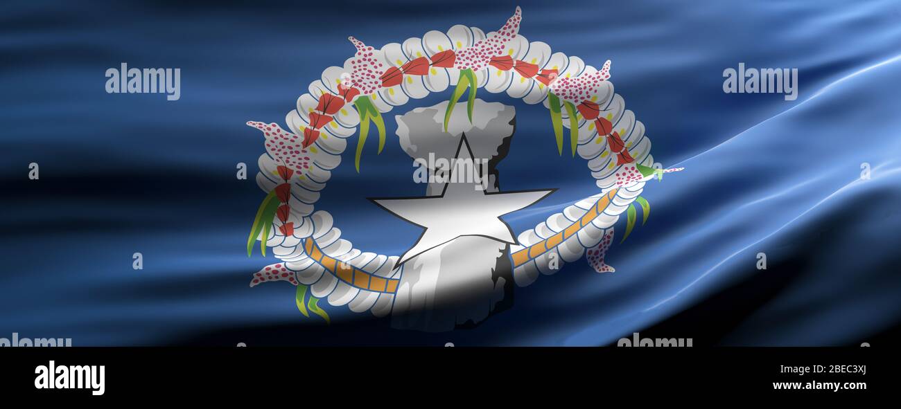 Northern Mariana Islands sign symbol, national flag waving texture ...