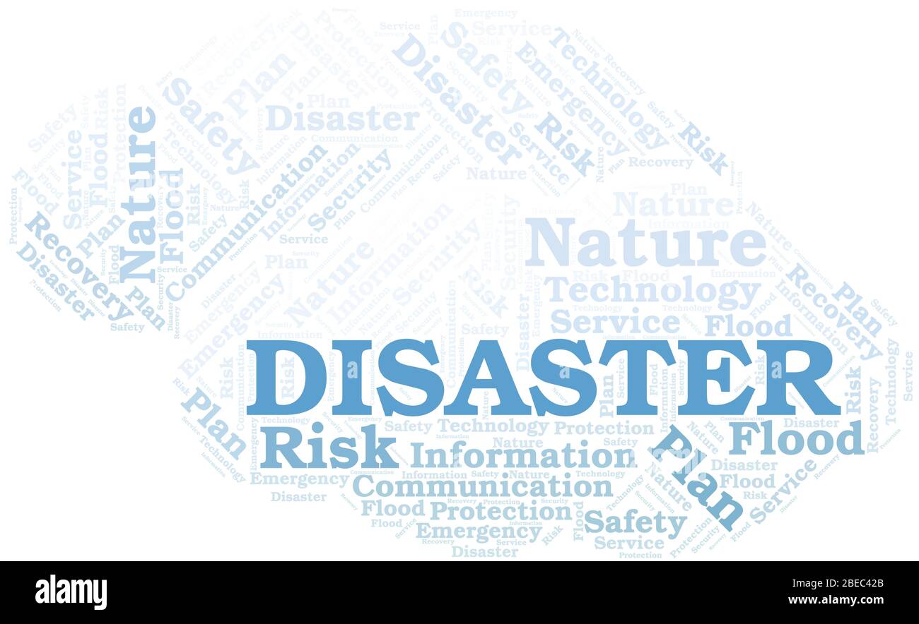 Disaster typography vector word cloud. Wordcloud collage made with the ...