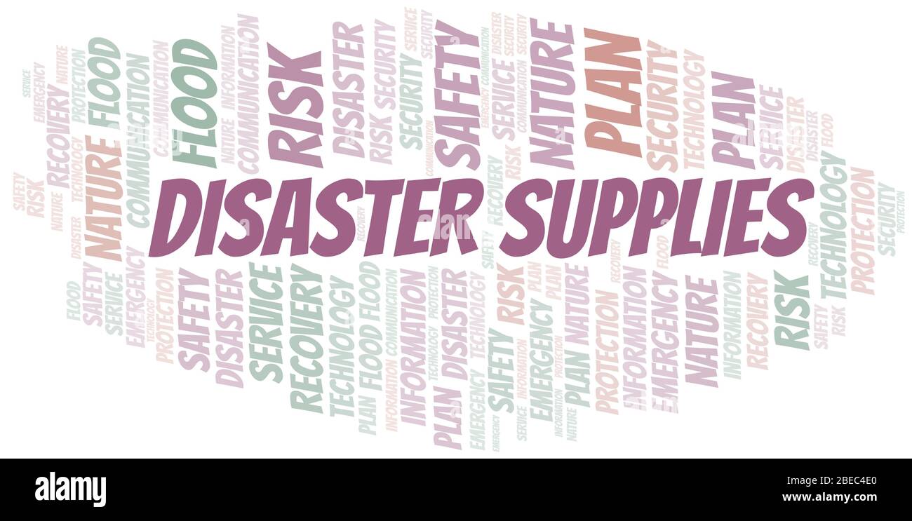Disaster Supplies typography vector word cloud. Wordcloud collage made ...
