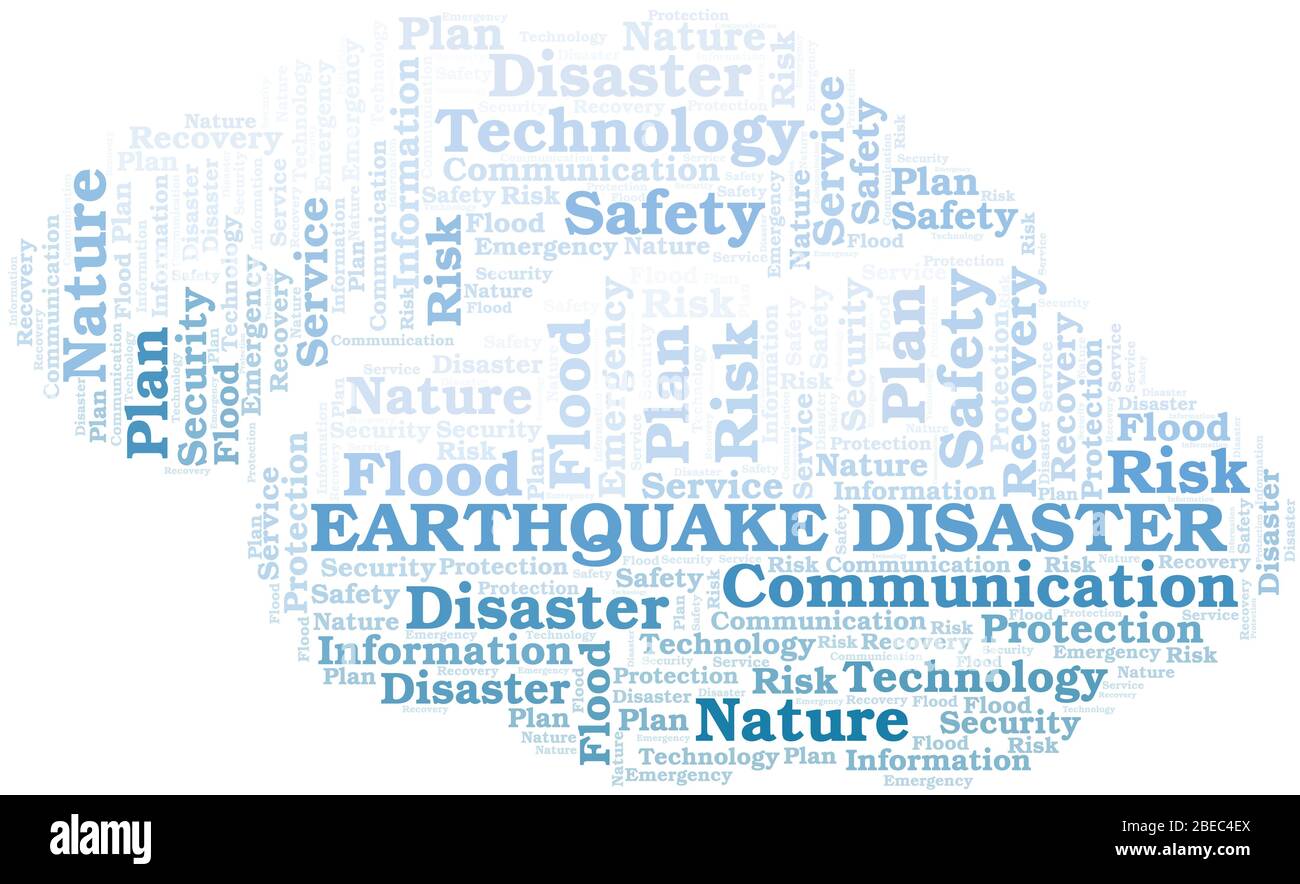 Earthquake Disaster typography vector word cloud. Wordcloud collage ...