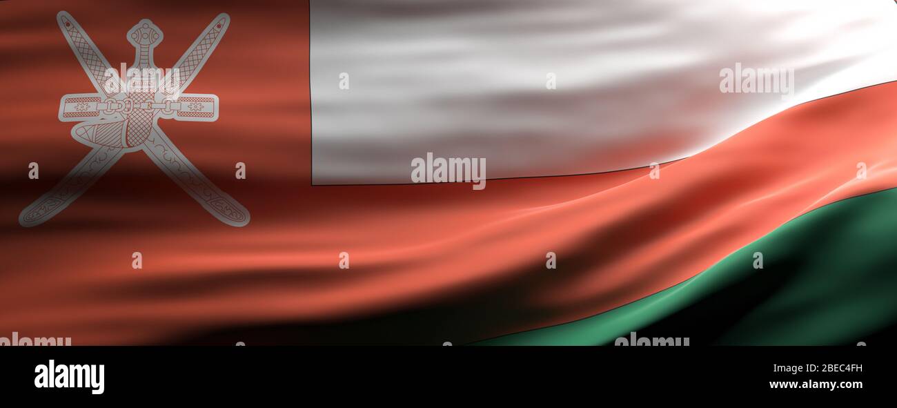 Oman sign symbol, national flag waving texture background, Oman ...