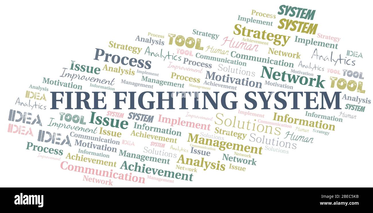 Fire Fighting System typography vector word cloud. Wordcloud collage ...