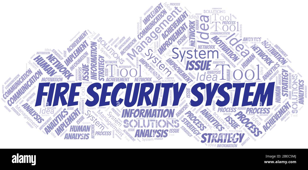Fire Security System typography vector word cloud. Wordcloud collage ...