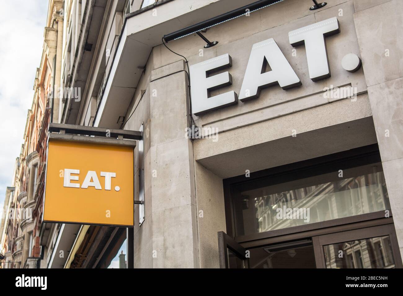 LONDON: Eat. exterior signage and logo, a chain of British sandwich ...