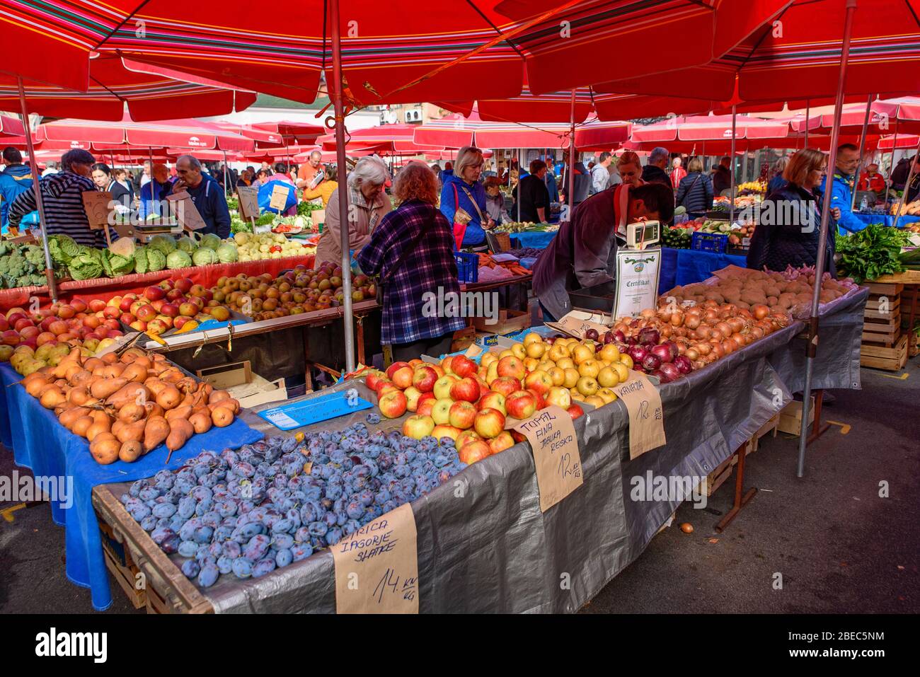 Dolac Market, the most visited farmer's market in Zagreb, Croatia Stock ...