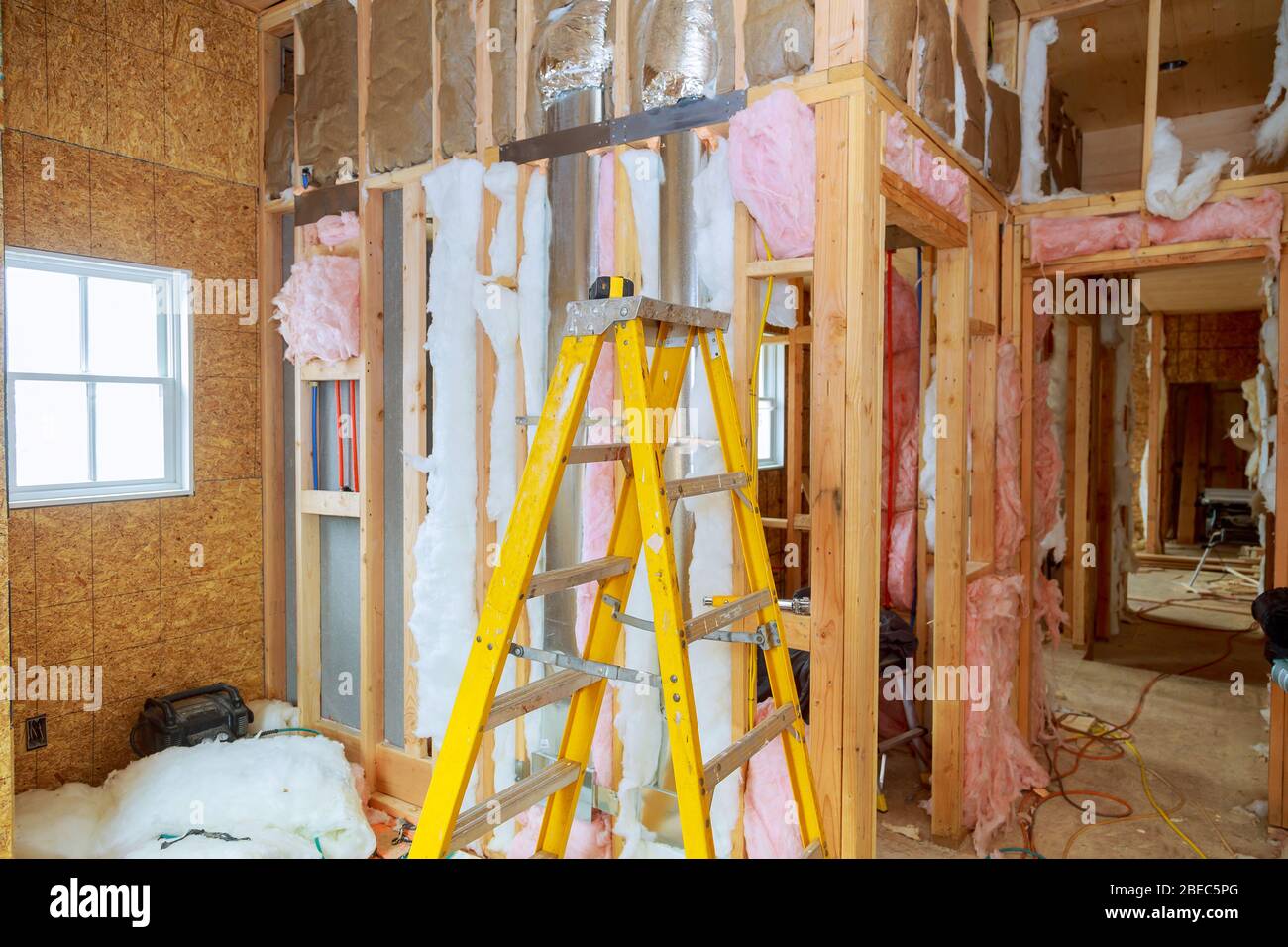 Heat isolation in a construction and renovation new house with mineral ...