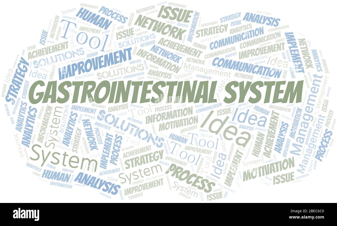 Gastrointestinal System typography vector word cloud. Wordcloud collage ...