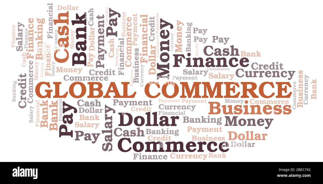 Global Commerce typography vector word cloud. Wordcloud collage made ...