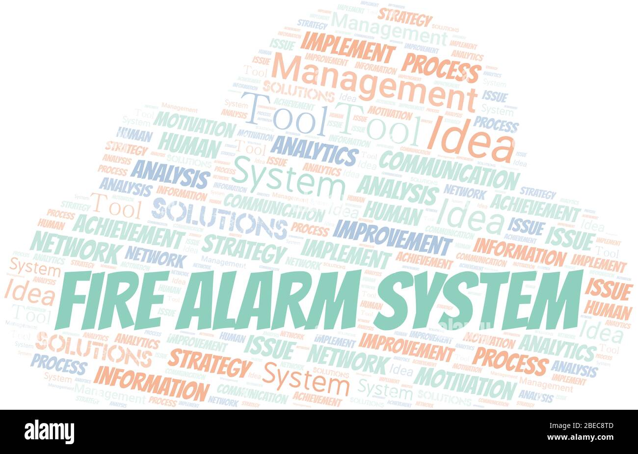 Fire Alarm System typography vector word cloud. Wordcloud collage made ...