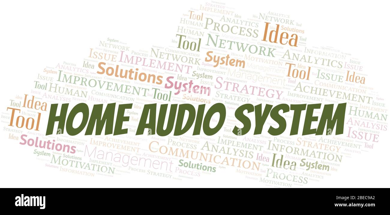Home Audio System typography vector word cloud. Wordcloud collage made ...