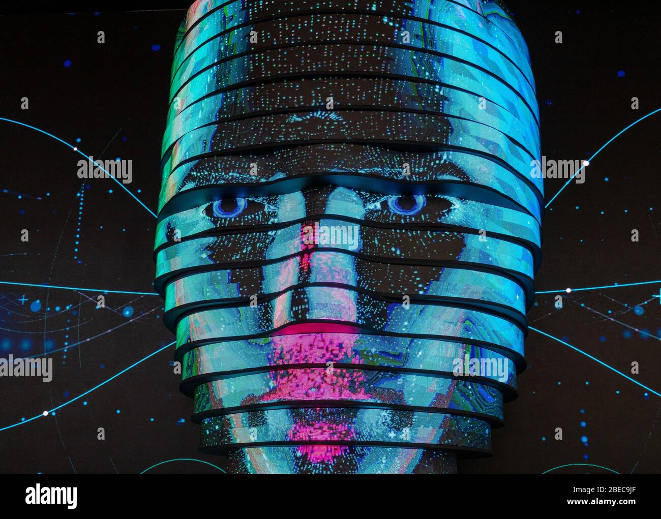 Talking virtual digital woman face Stock Photo - Alamy