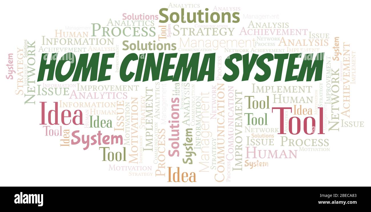 Home Cinema System typography vector word cloud. Wordcloud collage made ...