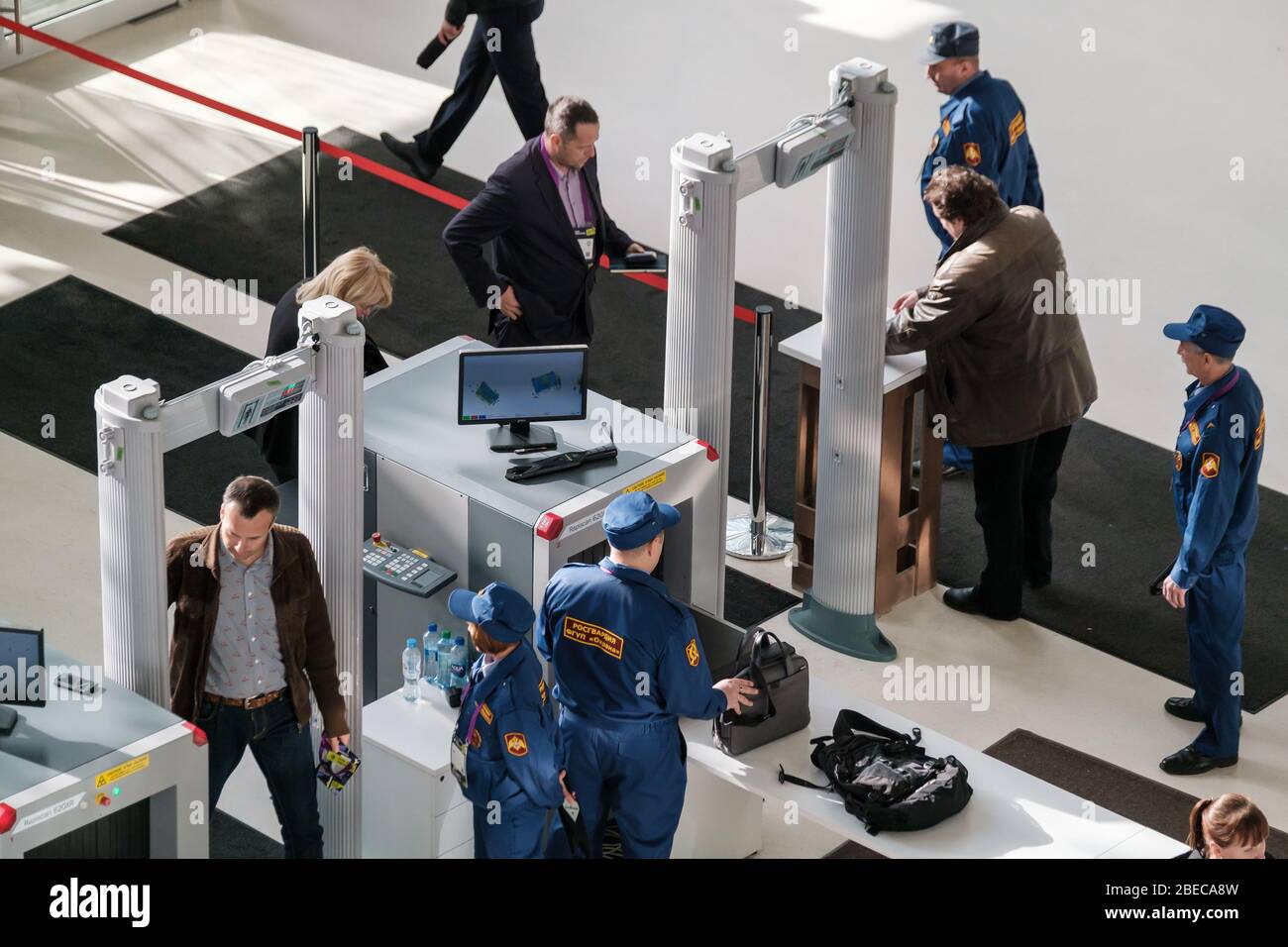 Business forum security check point, top view time lapse Stock Photo ...