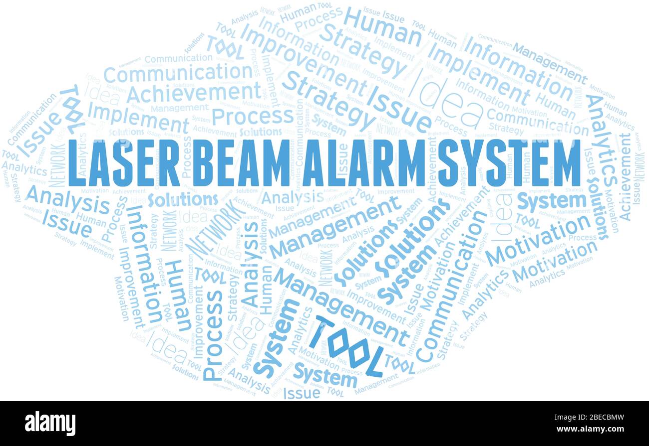 Laser Beam Alarm System typography vector word cloud. Wordcloud collage ...