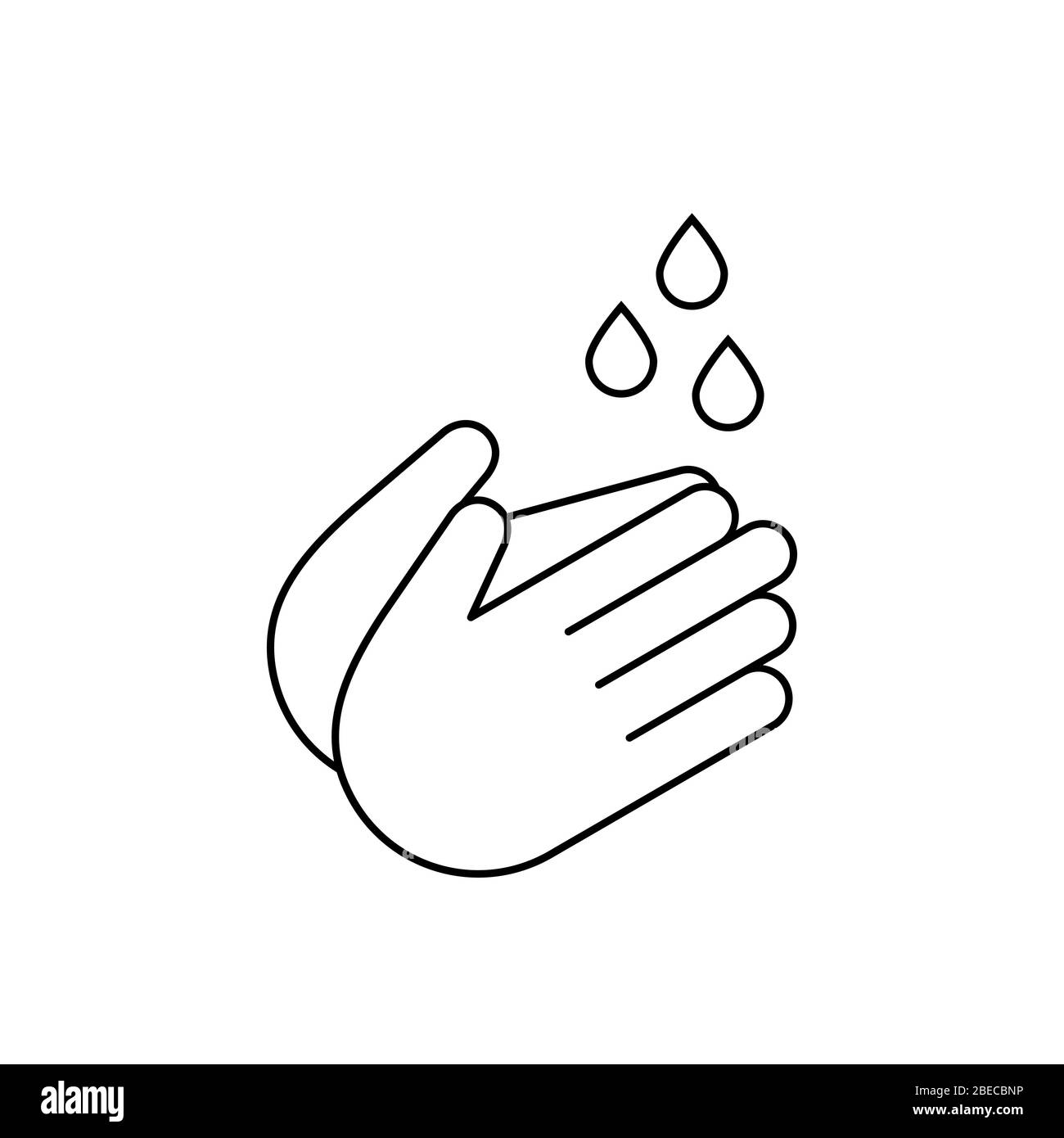Washing hands thin line icon. Wash your hands sign. Human palms and ...