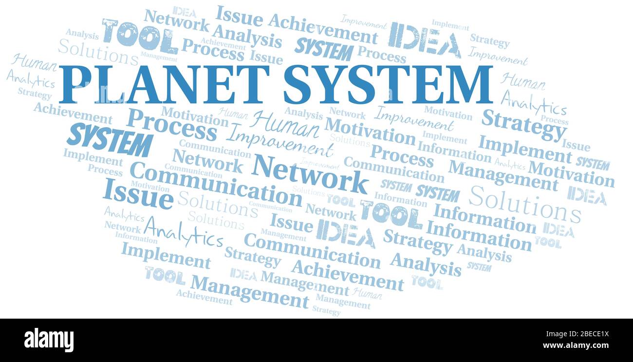 Planet System typography vector word cloud. Wordcloud collage made with ...