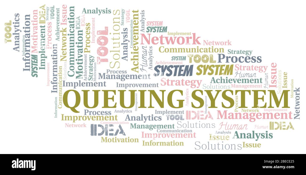 Queuing System typography vector word cloud. Wordcloud collage made ...