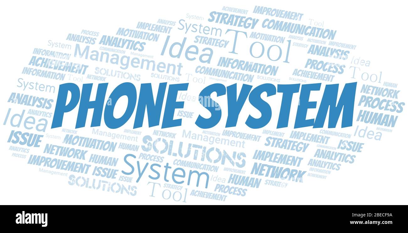 Phone System typography vector word cloud. Wordcloud collage made with ...