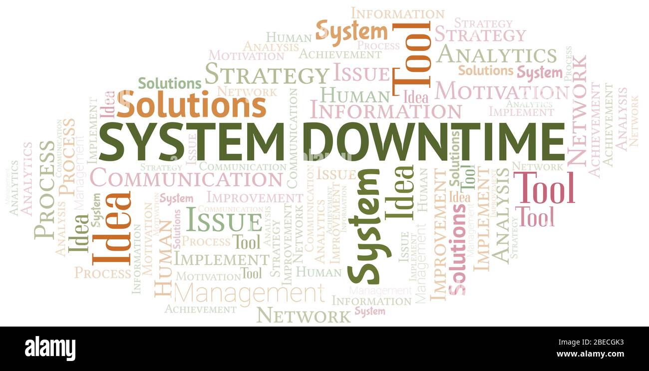 System Downtime typography vector word cloud. Wordcloud collage made ...