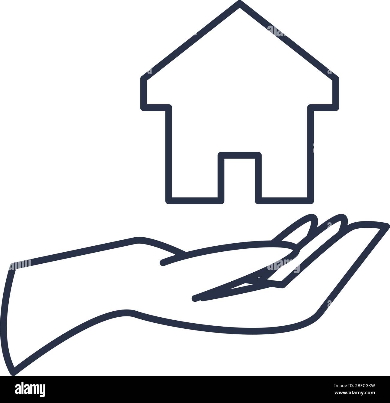 charity donations concept, hand and house icon over white background ...