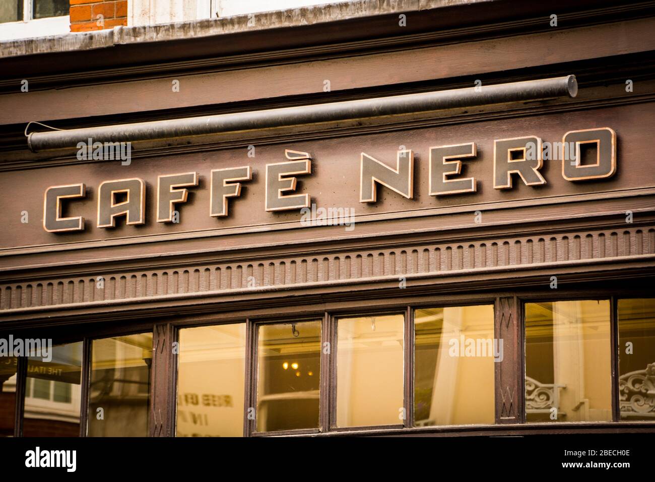LONDON- MARCH, 2019: Caffe Nero store sign, a British chain of Italian ...