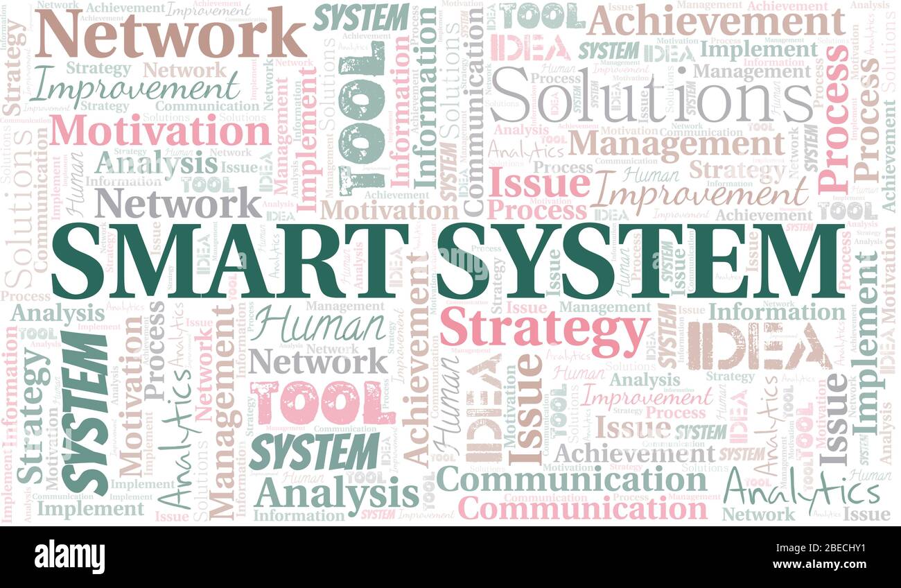 Smart System typography vector word cloud. Wordcloud collage made with ...