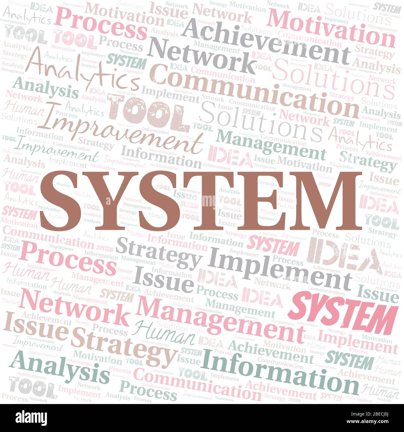 System typography vector word cloud. Wordcloud collage made with the ...