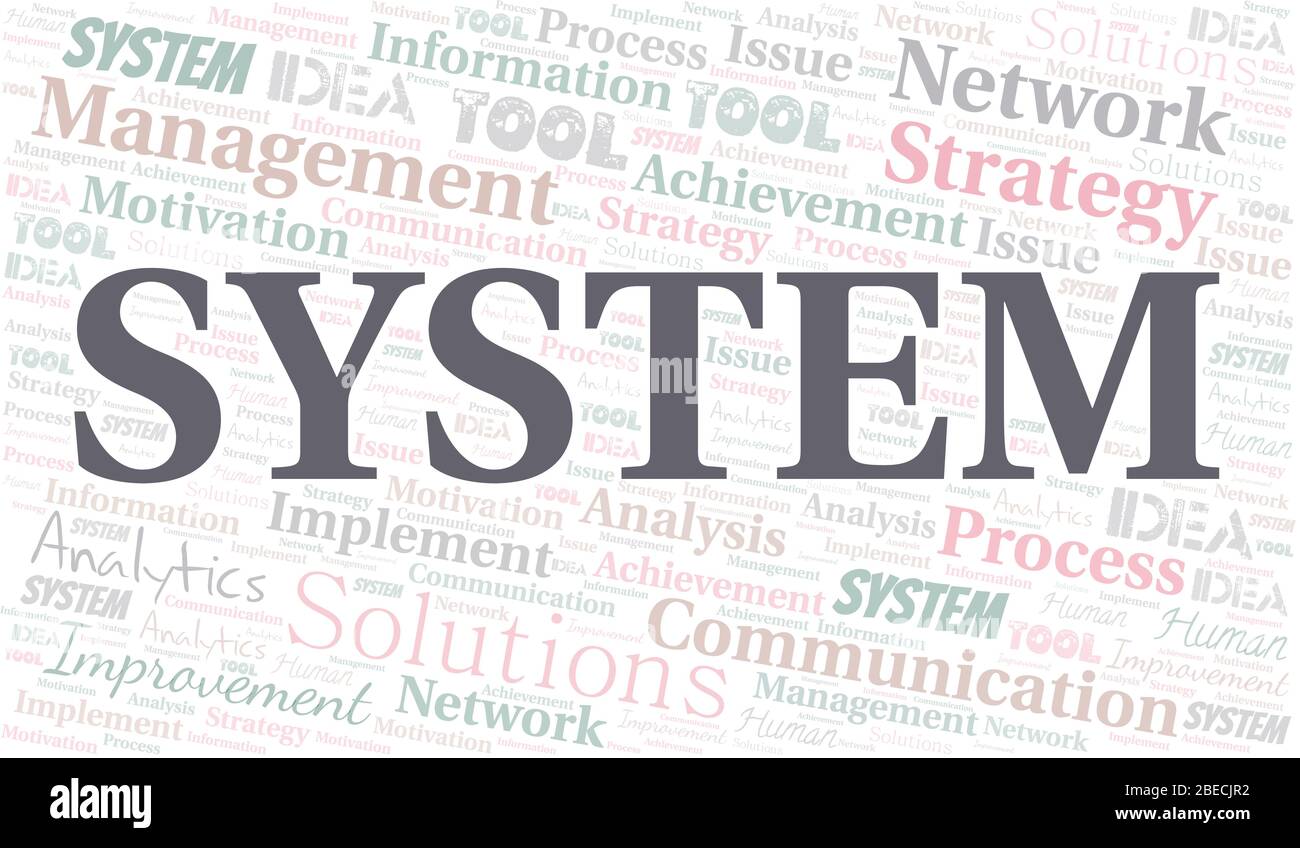 System typography vector word cloud. Wordcloud collage made with the ...