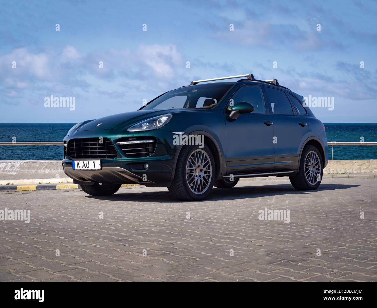 BARCELONA, SPAIN-APRIL 9, 2020: Porsche Cayenne S (second generation ...