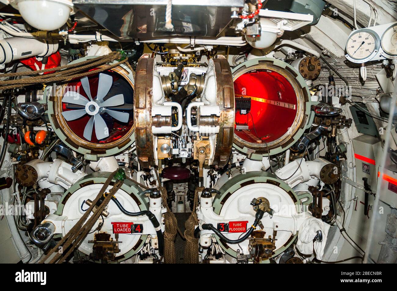 The torpedo room of HMAS Onslow moored in Sydney’s harbour Stock Photo ...