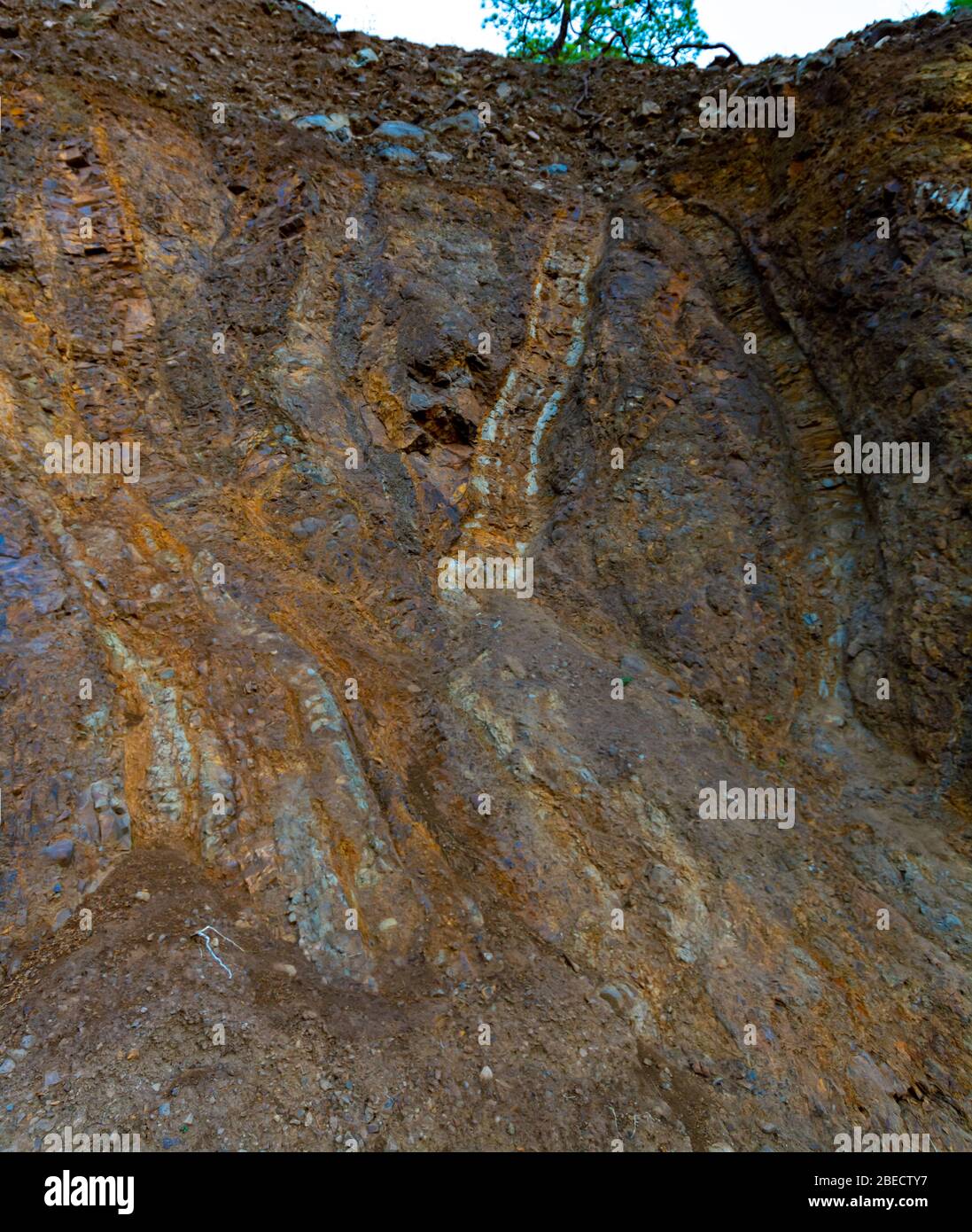 Geological formation with lava colums after magma eruption from ...