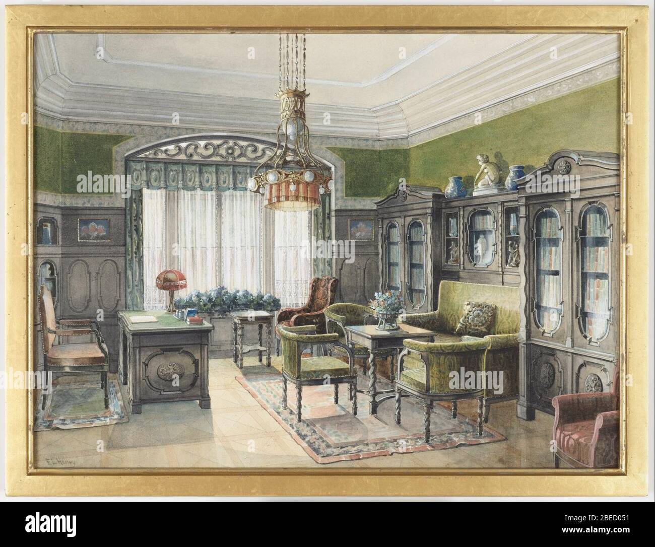 Edward Lamson Henry - Library Interior Stock Photo - Alamy